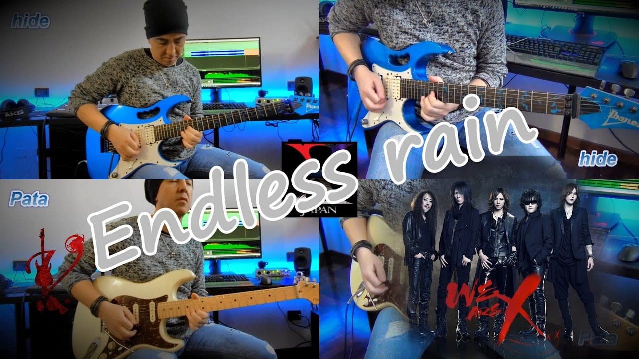 Endless Rain - X Japan - hide and Pata guitar split screen cover